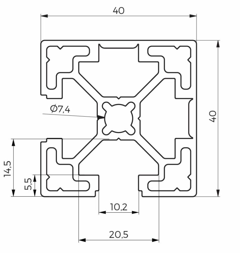 10027 Al. Profil 40x40 C2 - Lipro SHOP